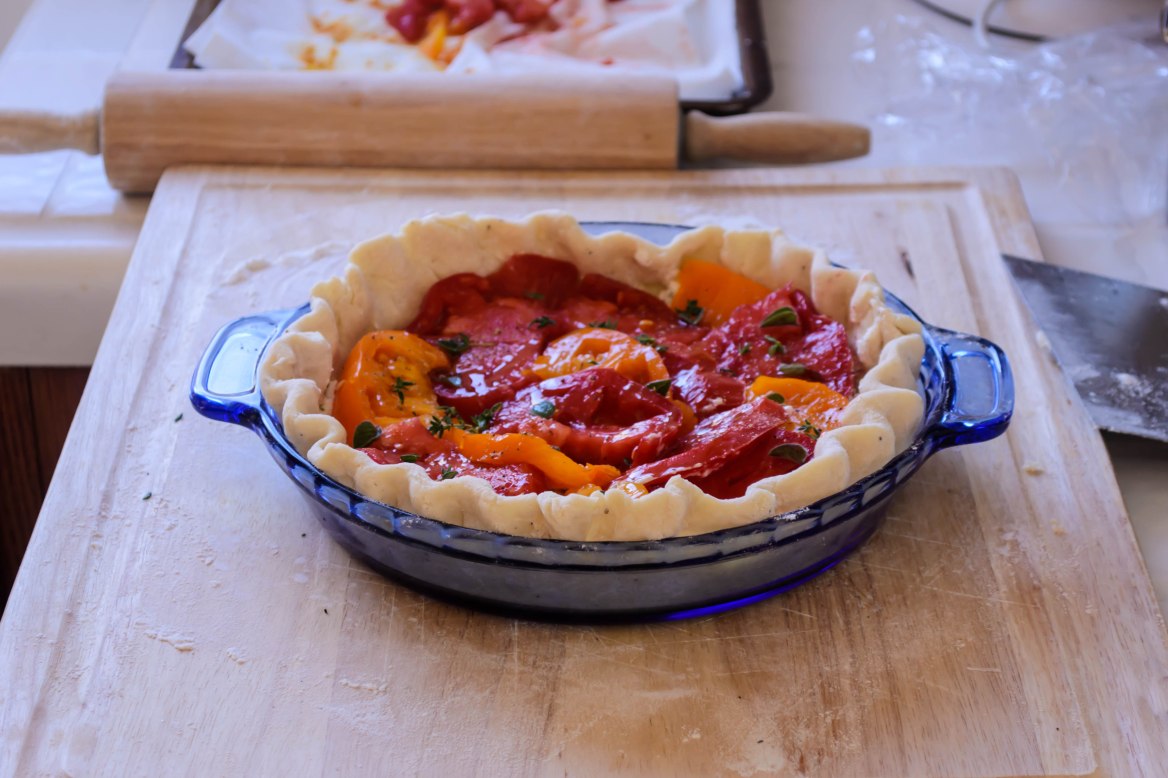 Goat Cheese Tomato Pie | "blackberry-eating in late September"
